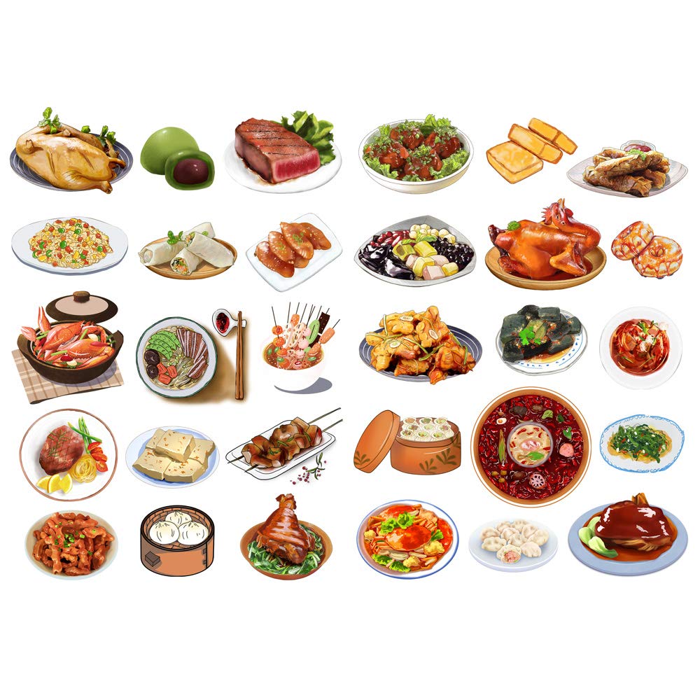 Seasonstorm Chinese Dinner Food Menu Aesthetic Diary Travel Journal Paper Stickers Scrapbooking Stationery School Office Art Supplies (PK523)