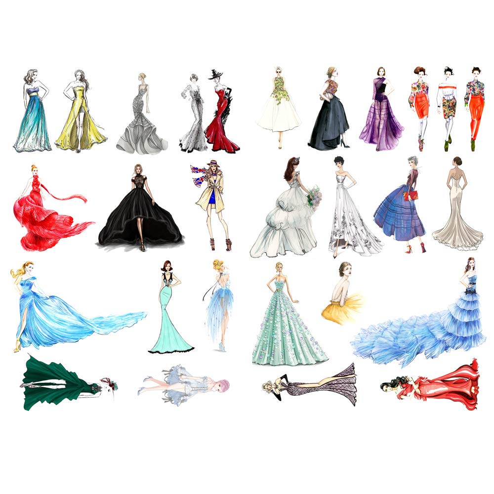 Seasonstorm Ladies Evening Dresses Precut Anti-UV Waterproof Decoration Album Planner Stickers Scrapbooking Diary Sticky Paper Flakes (PK518)