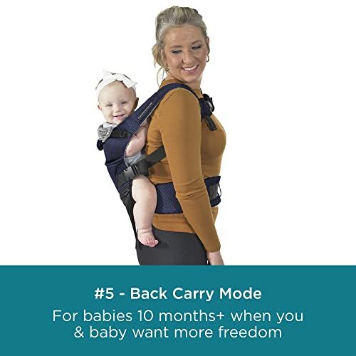 Contours Baby Carrier Newborn to Toddler | Journey GO 5 Position Convertible Easy-to-Use Baby Carrier with Pockets for Men and Women, Face in, Face Out, Front, Back & Hip (8-45 lbs) - Cosmos Navy