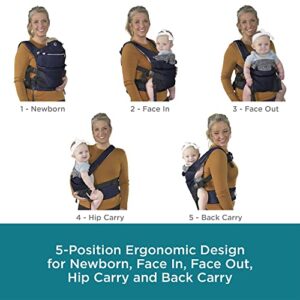 Contours Baby Carrier Newborn to Toddler | Journey GO 5 Position Convertible Easy-to-Use Baby Carrier with Pockets for Men and Women, Face in, Face Out, Front, Back & Hip (8-45 lbs) - Cosmos Navy