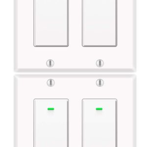 Alexa Light Switch, Double Smart WiFi Light Switches, Smart Switch 2 Gang Compatible with Alexa and Google Home, Neutral Wire Needed, with Remote Control, Timing Schedule, No hub Required (4Pack)