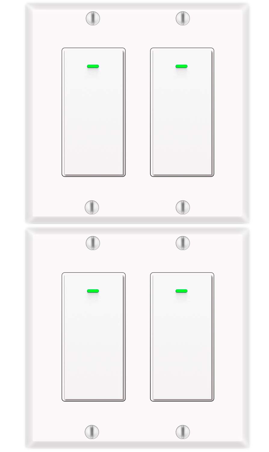 Alexa Light Switch, Double Smart WiFi Light Switches, Smart Switch 2 Gang Compatible with Alexa and Google Home, Neutral Wire Needed, with Remote Control, Timing Schedule, No hub Required (4Pack)