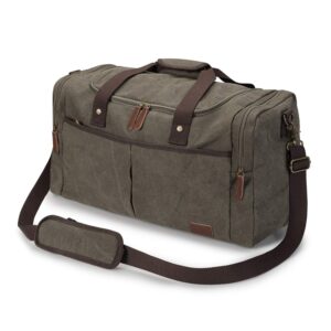 s-zone canvas duffel bag for travel 65l weekender overnight bag with shoes compartment for men (army green)