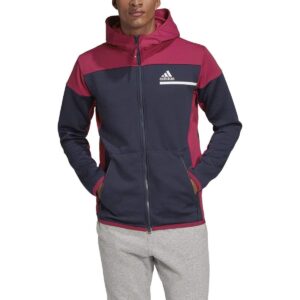 adidas men's standard z.n.e. aeroready full-zip sweatshirt, legend ink/power berry, l