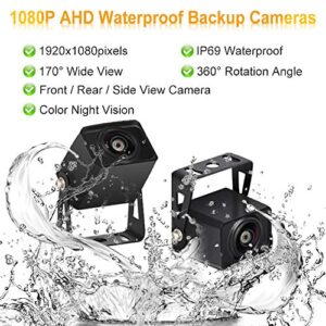 AHD Dual Backup Camera with 7'' 1080P DVR Monitor, Front and Rear View Camera Waterproof Night Vision Reversing Camera for Truck Pick Up RV Camper Bus 12V-36V