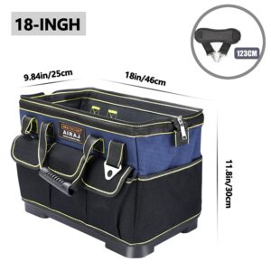 AIRAJ Tool Bag,18 Inch Waterproof Tool Bag Organizer with ABS Molded Hard Base,Soft Padded Handle and Shoulder Strap,Oxford Cloth,Tool Bags for Men & Women