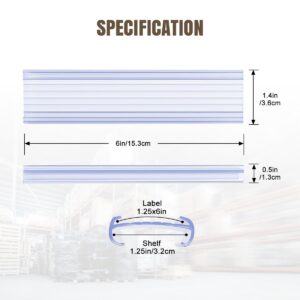 Lenink 20Pcs Wire Shelf Label Holders,Plastic Wire Rack Label Holder Compatible with Metro and Nexel 1-1/4in Shelves,Label Area 6in Lx1.25in H (Label Paper Not Included)