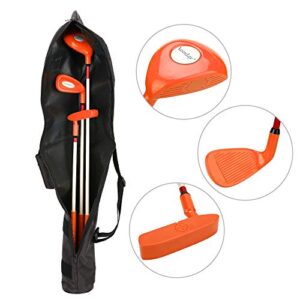 KONDAY Kids Golf Clubs Set Children Golf Set Yard Sports Tools Three Clubs with Carry Bag and Soft Balls (Orange)