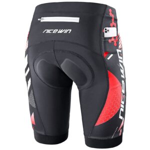 men's cycling shorts anti-slip leg 4d padded bike shorts with 3-pockets breathable biking bicycle motorcycle half-pants red l