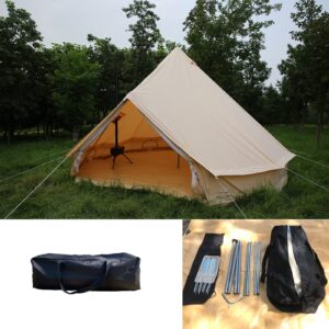 WINTENT Waterproof 4 Season Cotton Canvas Bell Tent with Stove Hole and Electric Cable Hole for 4/6/8/10/12 Persons (Cotton Tent, 3M/9.84ft)