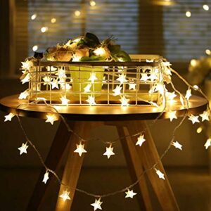 merdeco star string lights, 16ft/5m 50 led plug in string lights warm white fairy lights for christmas/wedding/party indoor and outdoor decoration