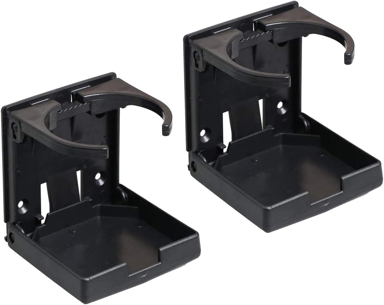 WedFeir 2PCS Adjustable Folding Drink Holder with Screws and Tapes, Folding Automotive Cup Holders for Car Truck Boat Van. (Black)