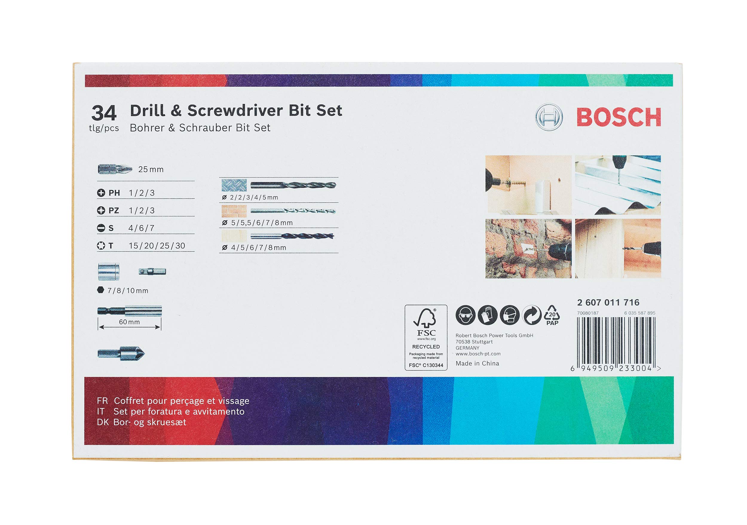 Bosch Professional 2607011716 34-Piece Screwdriver bit Set (for Wood, Metal and Stone, Accessories for Drill Drivers)