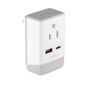 ceptics australia china new zealand power plug adapter, qc 3.0 & pd - safe dual usb & usb-c - 2 usa socket for usa to australian new zealand fiji argentina, type i ap-16 fast charging