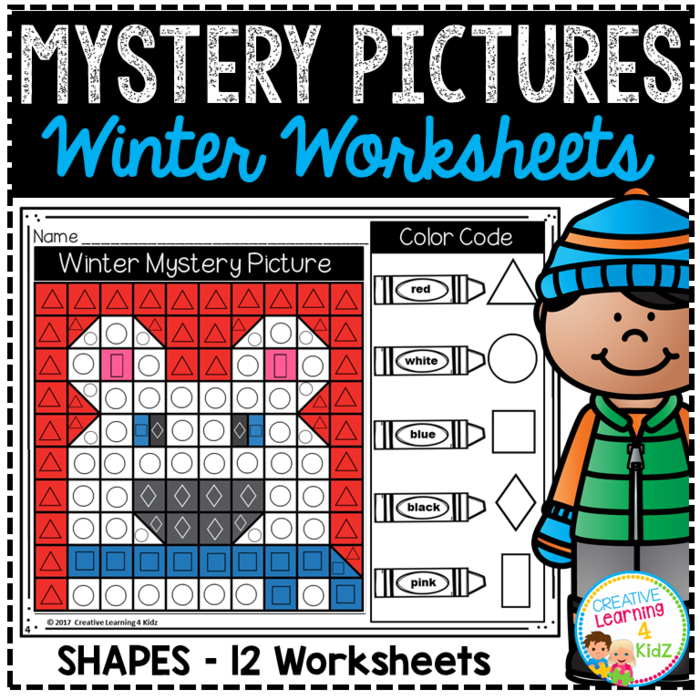 Mystery Picture Worksheets Shapes Winter