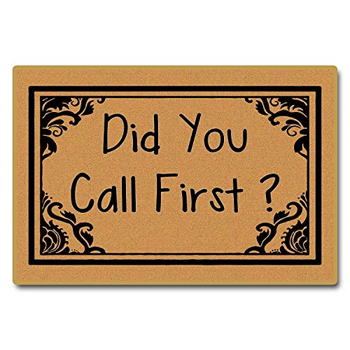 Assaoy Did You Call First Door mat, Funny Doormats Outdoor Entrance,Home Office Entry Mat Garden/Kitchen/Bedroom Mat Non-Slip Rubber 23.6 x15.7 Inch