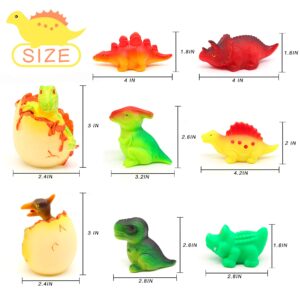 Dinosaur Toy Bath Floating Toy with Auto Flashing Early Learning Toy Dinosaur Theme Model 8 Pcs Bathtub Shower Toy Gift for Kids&Pets