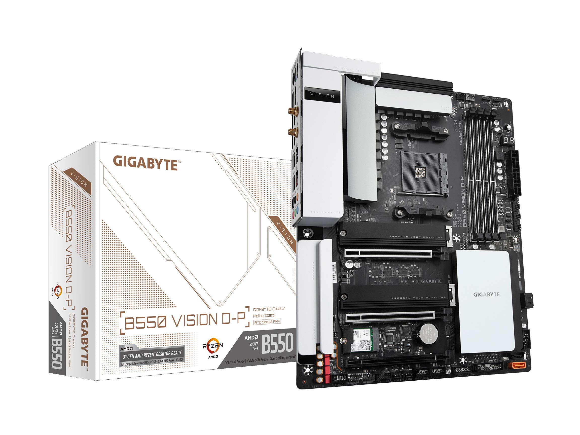 GIGABYTE B550 Vision D-P (AM4/ AMD/ B550/ ATX/Dual M.2/ SATA 6Gb/s/USB 3.2 Type-C/Thunderbolt 3/ WiFi 6/ Dual 2.5GbE LAN/PCIe 4.0/ Motherboard)