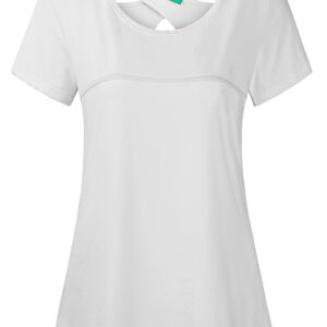 Kimmery Petite Tops for Women Juniors Yoga Runnning Fishing Golfing Recreational Top Summer Outdoor Short Sleeve Criss Cross Back Shirts White M