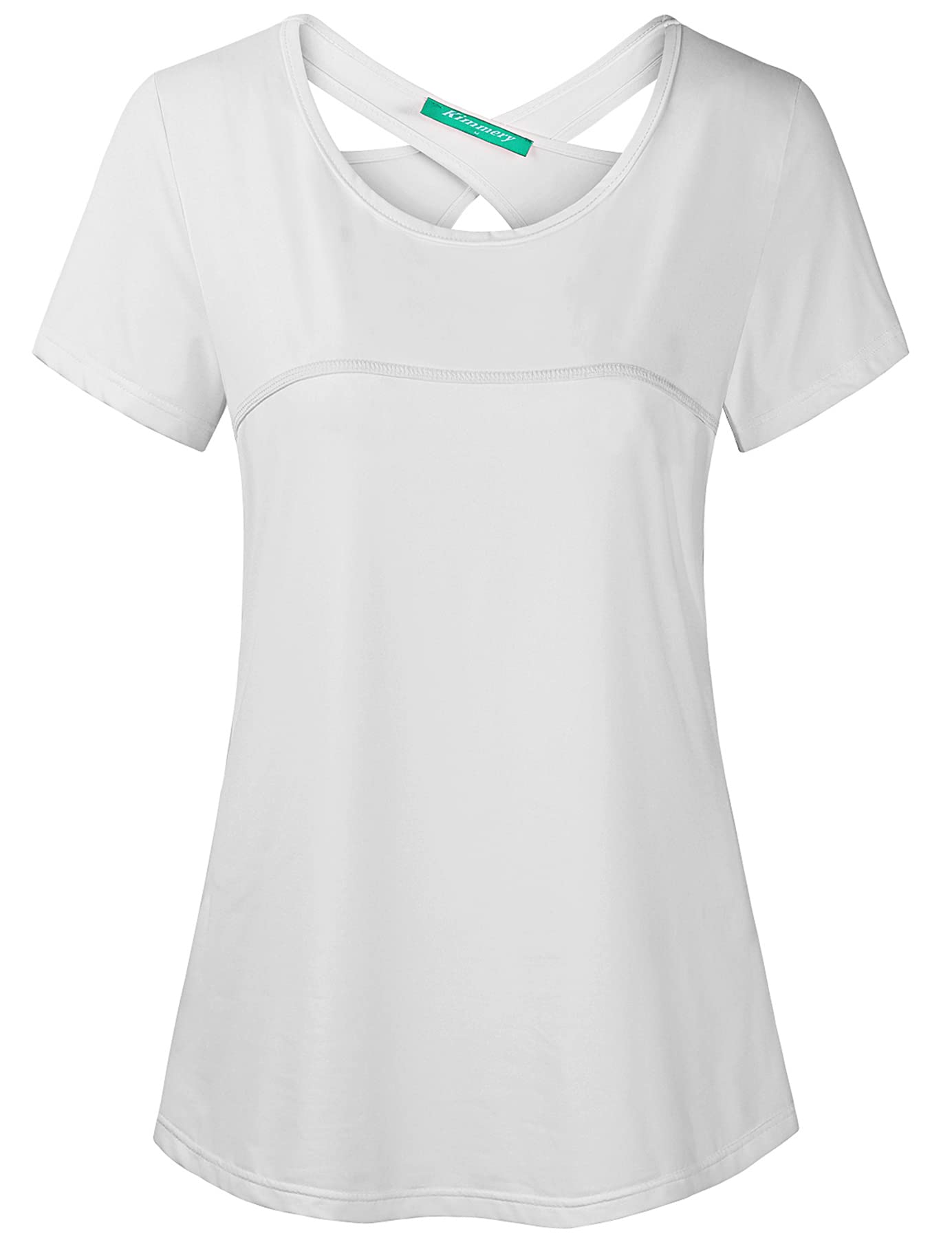 Kimmery Petite Tops for Women Juniors Yoga Runnning Fishing Golfing Recreational Top Summer Outdoor Short Sleeve Criss Cross Back Shirts White M