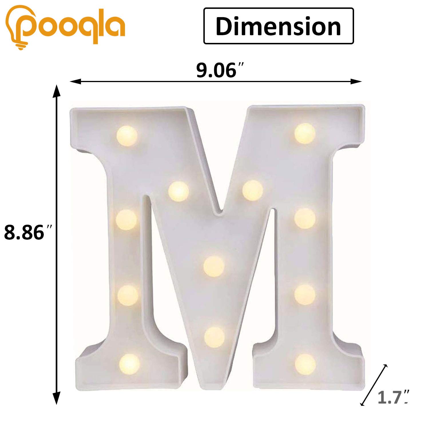 Pooqla LED Marquee Letter Lights Sign, Light Up Alphabet Letter for Home Party Wedding Decoration M