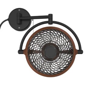 VIVI- 8 in. Wall Mount Swivel Fan with Folding Arm (Walnut)