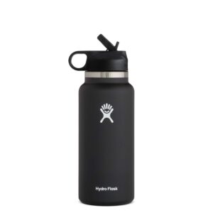 hydro flask 32 oz wide mouth straw lid black