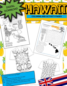 hawaii coloring and activity pages