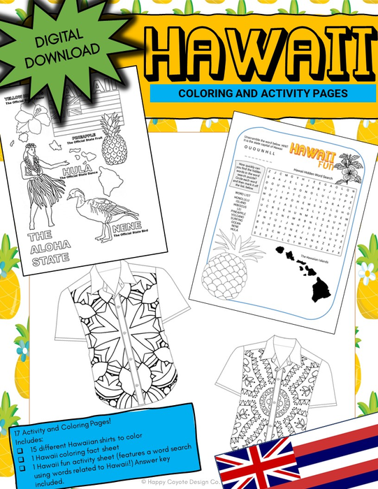 Hawaii Coloring and Activity Pages