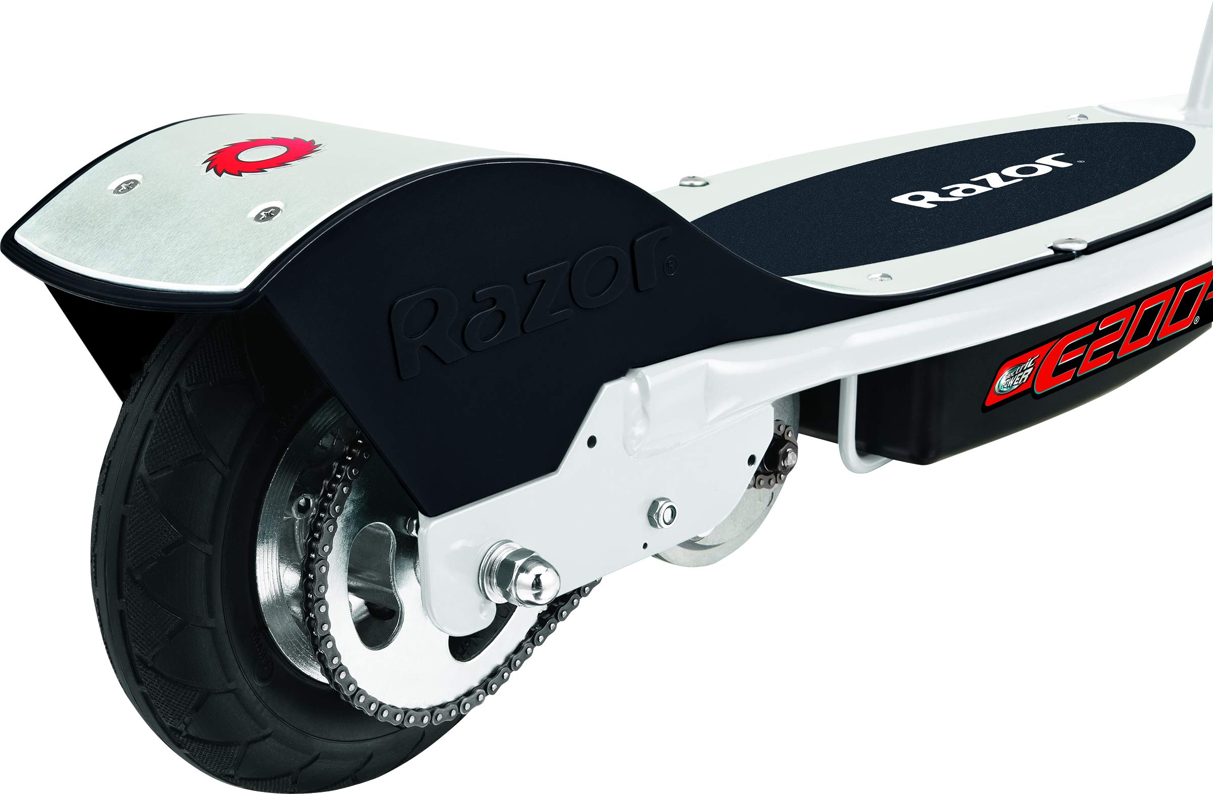 Razor E200S Electric Scooter - 8" Air-filled Tires, 200-Watt Motor, Up to 12 mph and 40 min of Ride Time, White