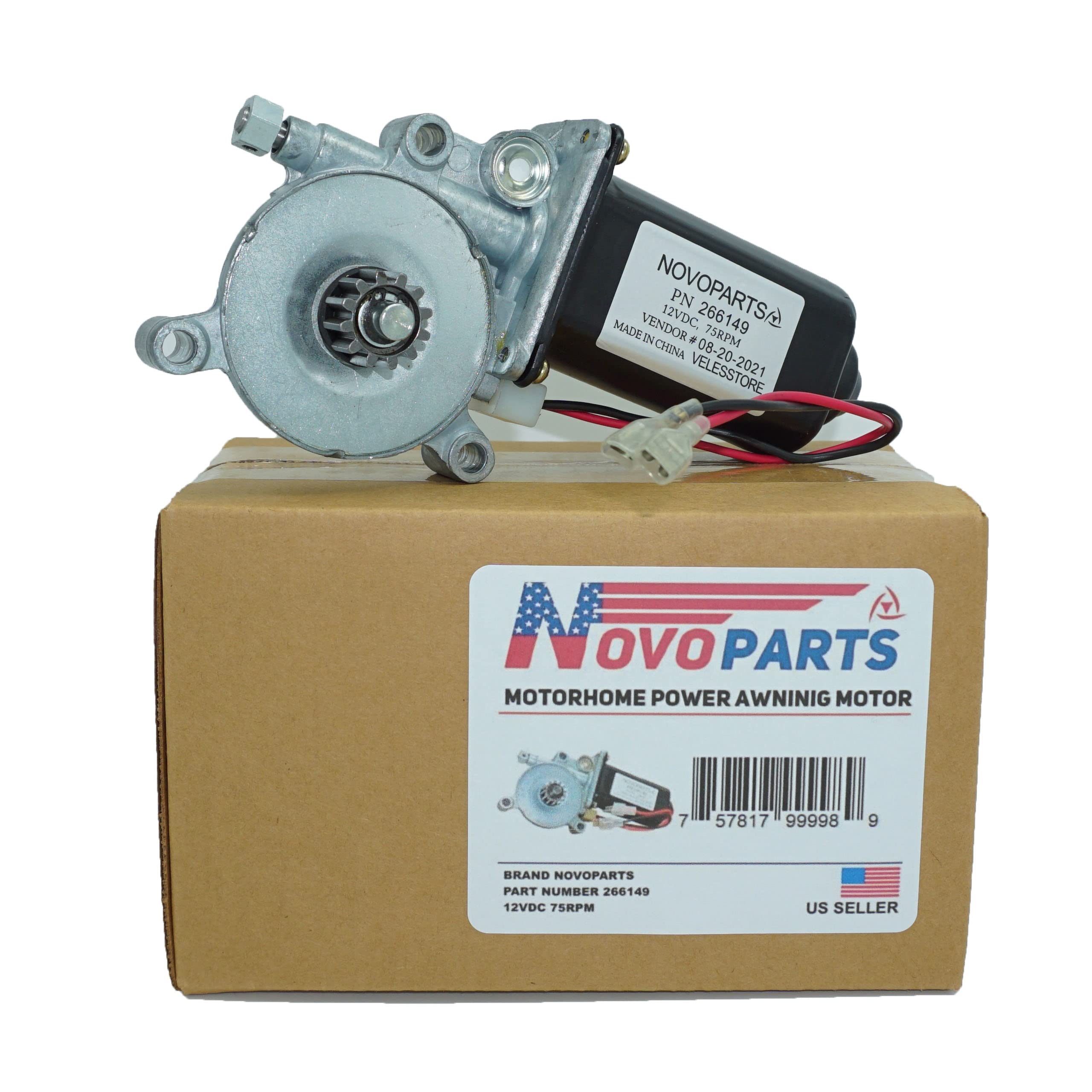 NOVOPARTS 266149 RV Power Awning Replacement Universal Motor 75-RPM and 12V