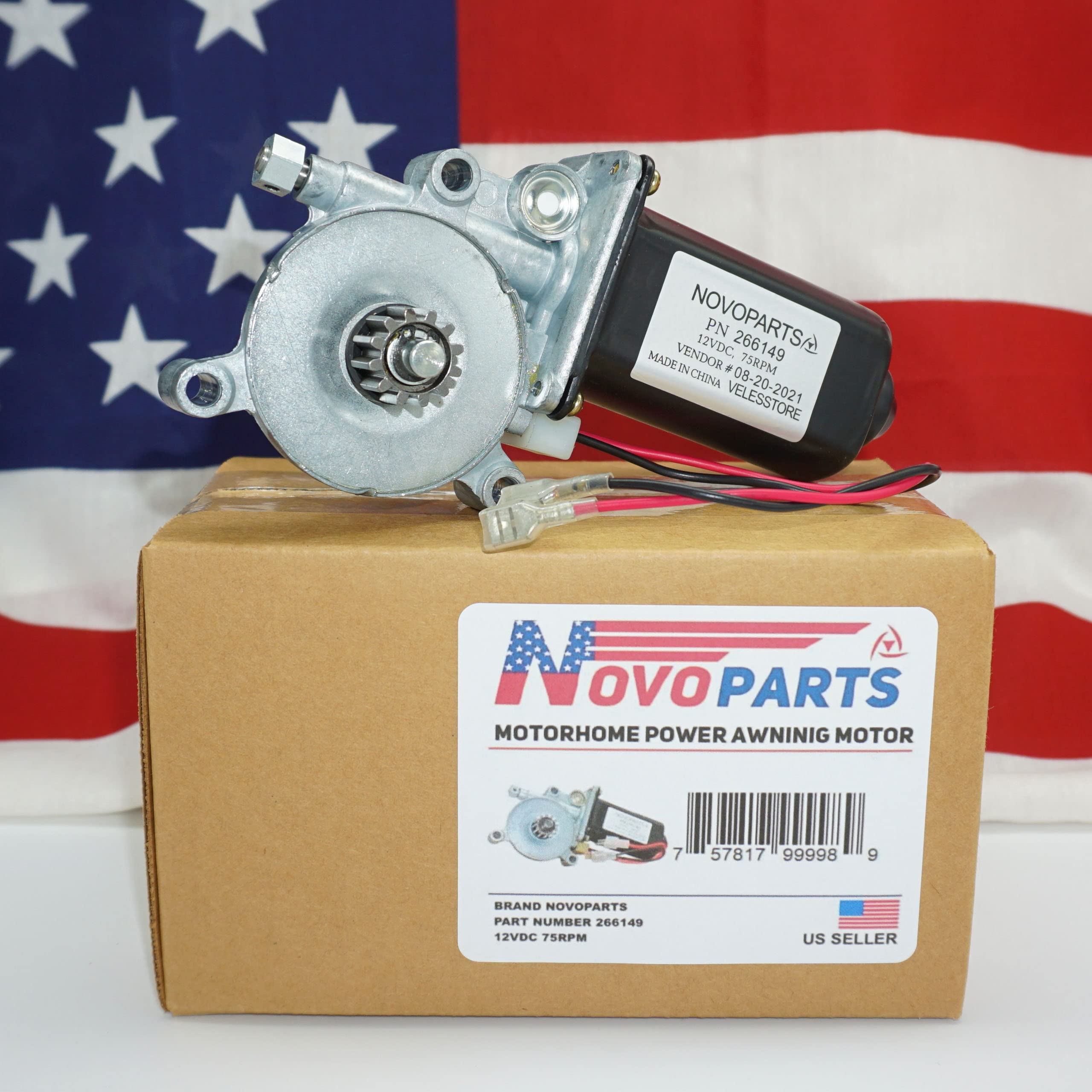 NOVOPARTS 266149 RV Power Awning Replacement Universal Motor 75-RPM and 12V