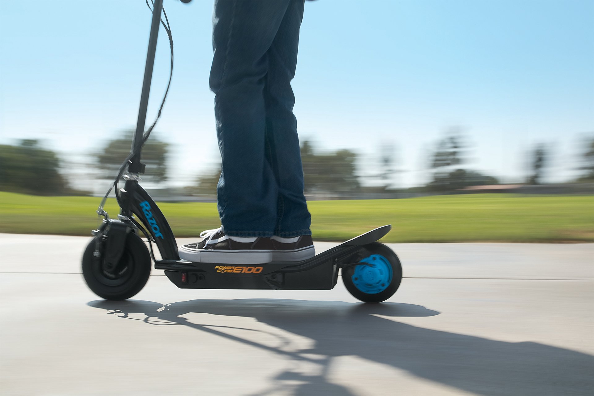 Razor Power Core E100 Electric Scooter - Black Deck - Blue - FFP