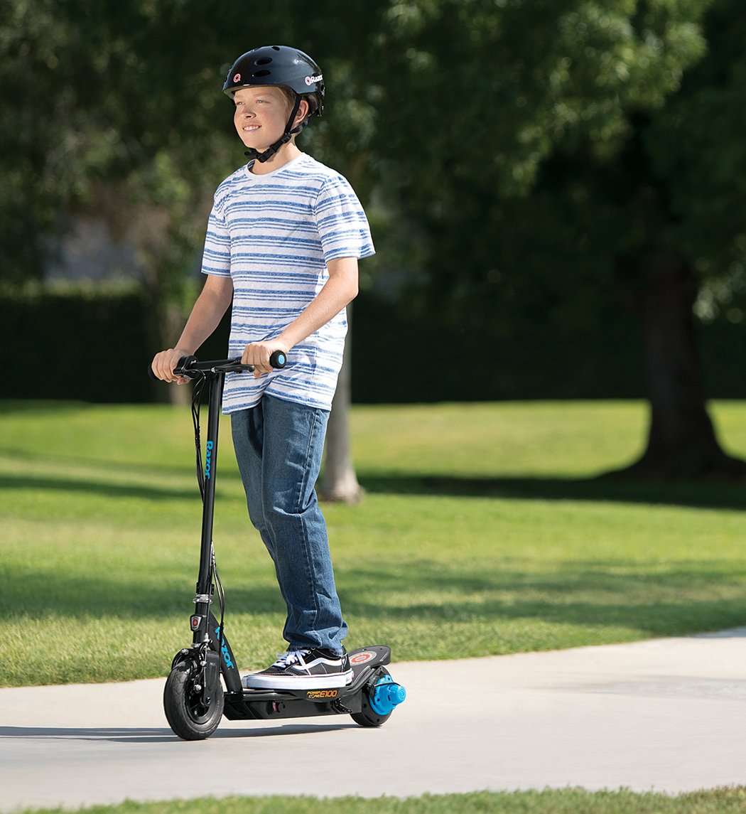 Razor Power Core E100 Electric Scooter - Black Deck - Blue - FFP