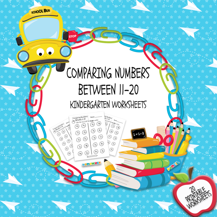 Comparing Numbers Between 11-20 Kindergarten Worksheets, 20 Printable Worksheets