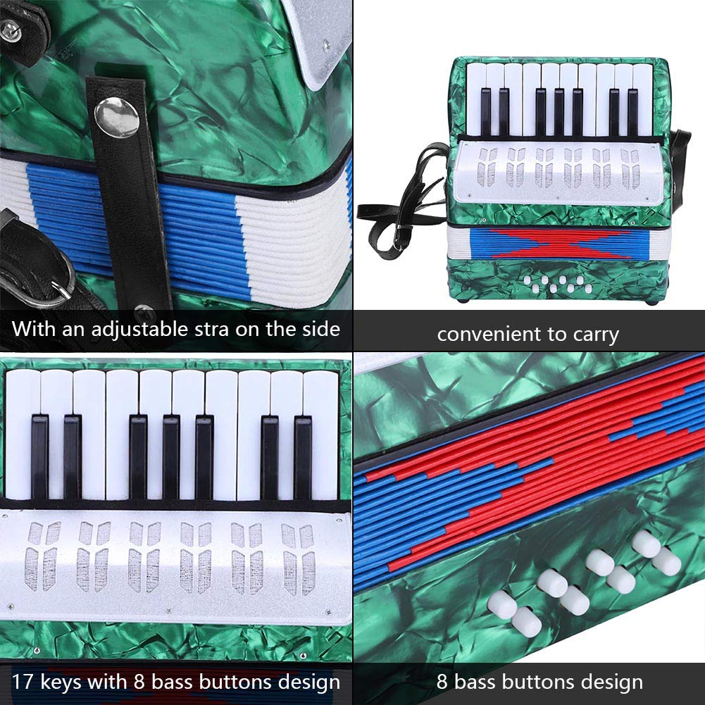 Professional Accordian for Kids Children, 17 Key 8 Bass Piano Accordion Educational Musical Instrument for Amateur Beginners Students