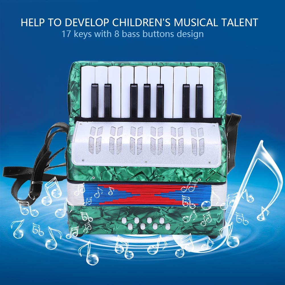 Professional Accordian for Kids Children, 17 Key 8 Bass Piano Accordion Educational Musical Instrument for Amateur Beginners Students