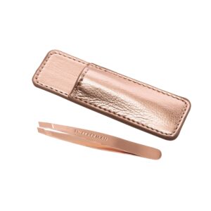 tweezerman rose gold mini slant tweezer with case