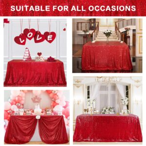 GFCC Glitter Red Sequin Tablecloth - 60x102 Inch Shimmer Party Wedding Banquet Christmas Table Cloth Linen Rectangle Cake Table Cover