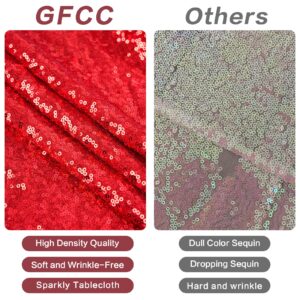 GFCC Glitter Red Sequin Tablecloth - 60x102 Inch Shimmer Party Wedding Banquet Christmas Table Cloth Linen Rectangle Cake Table Cover