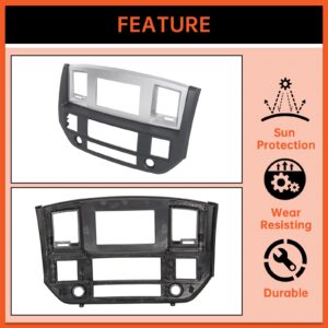 ECOTRIC Stereo Radio Double Din Dash Install Bezel Kit Compatible with 2006-2009 Dodge Ram Truck Silver Slate Gray Replace for Part Number GNT56215007