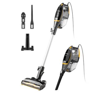 eureka flash lightweight stick vacuum cleaner, 15kpa powerful suction, 2 in 1 corded handheld vac for hard floor and carpet, black