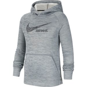 nike kids boy's therma gfx pullover hoodie (little kids/big kids) smoke grey/heather/black md (10-12 big kids)