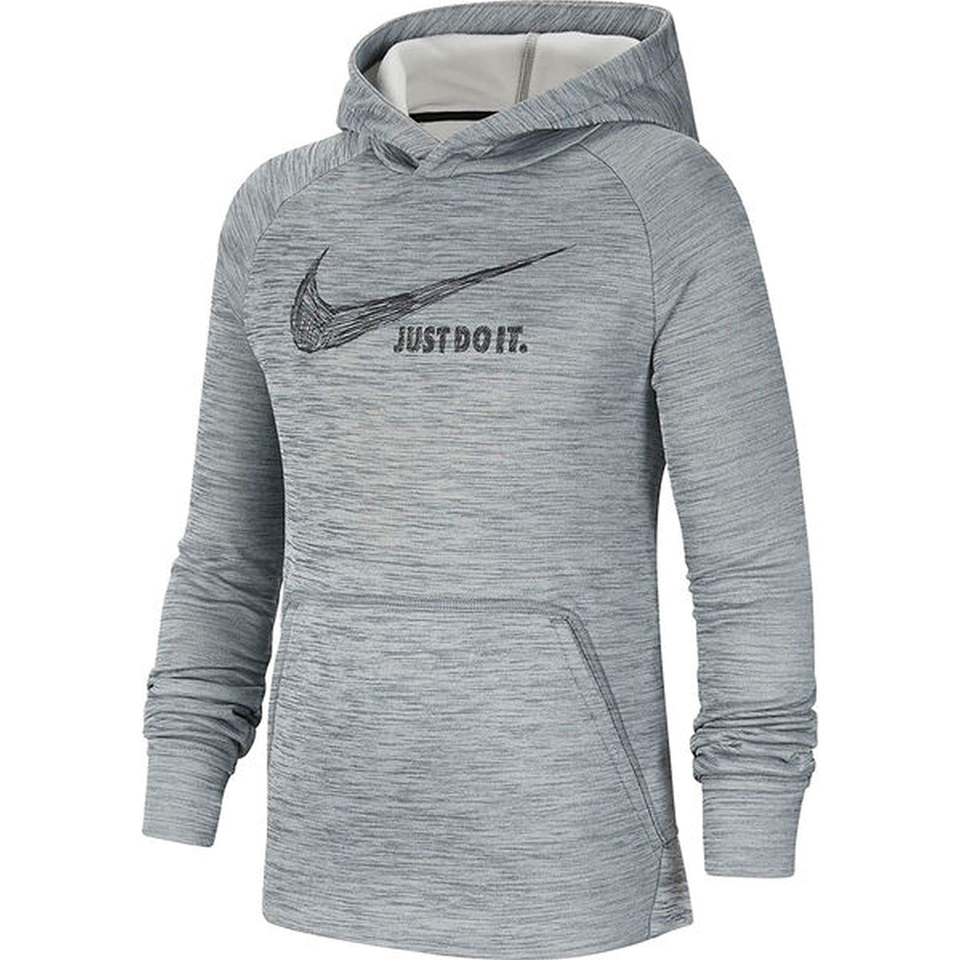 Nike Kids Boy's Therma GFX Pullover Hoodie (Little Kids/Big Kids) Smoke Grey/Heather/Black MD (10-12 Big Kids)