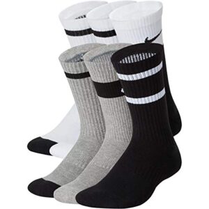 nike everyday cushion socks 6-pair pack (little kid/big kid) multicolor sm (3 little kid - 5 big kid shoe, 4-6 women shoe)