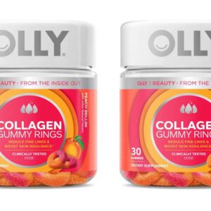 OLLY Collagen Gummy Rings! 30 Gummies Peach Peach Bellini Flavor! Formulated with Bioactive Collagen Peptides! Reduce Fine Lines and Boost Skin Resilience! Choose Your Pack! (2 Pack)