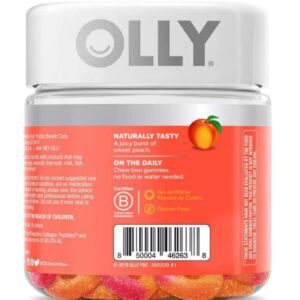 OLLY Collagen Gummy Rings! 30 Gummies Peach Peach Bellini Flavor! Formulated with Bioactive Collagen Peptides! Reduce Fine Lines and Boost Skin Resilience! Choose Your Pack! (2 Pack)