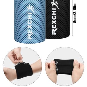 3 Pairs Cooling Wristband Sweatbands Sports Wrist Wrap Sweat Bands for Women Gym Yoga Volleyball Sports Supplies Blue, Black