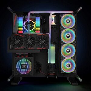 Thermaltake Riing Quad 120mm 16.8 Million RGB Color (Alexa, Razer Chroma) Software Enabled 4 Light Rings 54 Addressable LED 9 Blades Hydraulic Bearing White Case/Radiator Fan, 3 Pack, CL-F100-PL12SW-B