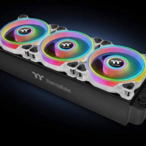 Thermaltake Riing Quad 120mm 16.8 Million RGB Color (Alexa, Razer Chroma) Software Enabled 4 Light Rings 54 Addressable LED 9 Blades Hydraulic Bearing White Case/Radiator Fan, 3 Pack, CL-F100-PL12SW-B